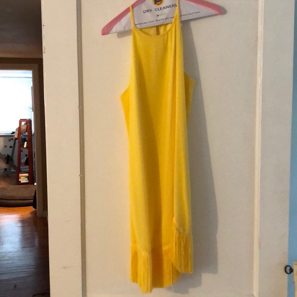 Naked Zebra | Dresses | Yellow Dress With Fringe Trim | Poshmark